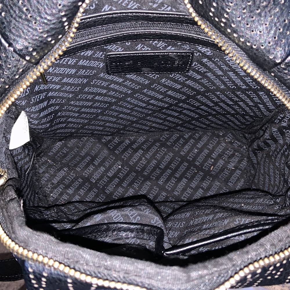 Steve Madden Signature Logo Backpack Black Leather Lo… - Gem
